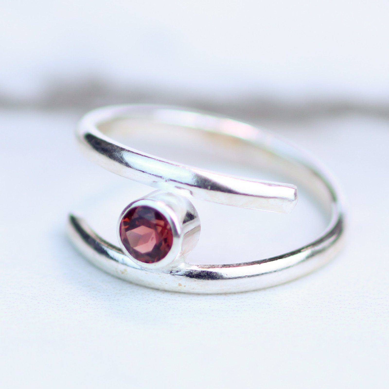 Garnet adjustable ring January birthstone